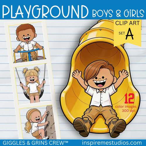 Playground Kids Clipart BUNDLE — Recess, School Play, Outdoor Fun