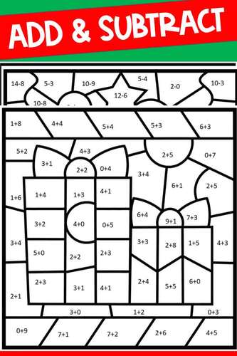 Christmas Color by Number Code Addition Subtraction Multiplication Division