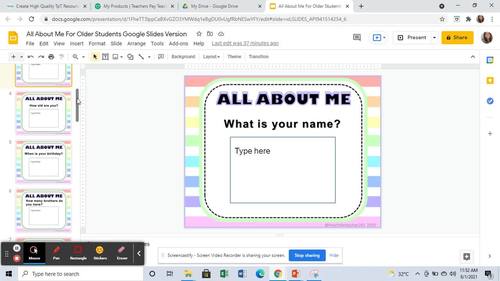 All About Me Digital Resource For Older Students GOOGLE SLIDES VERSION