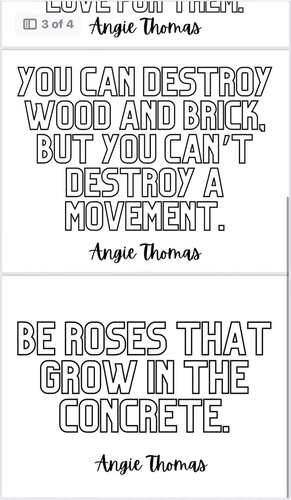 The Hate You Give Angie Thomas Quotes Coloring Sheets PDF easy printables