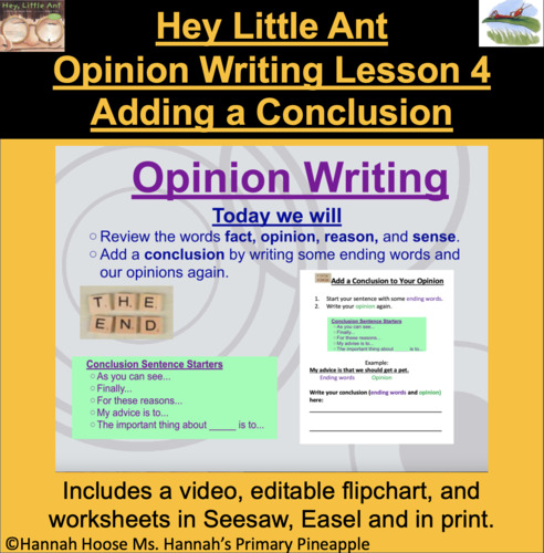 Opinion Writing Lesson 4- Adding a Conclusion by Ms Hannah's Primary ...