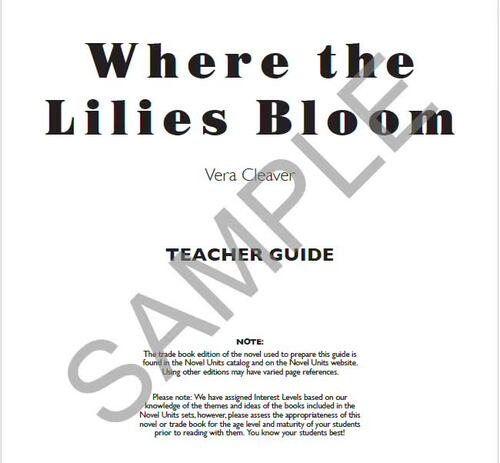 Where the Lilies Bloom Novel Units® Teacher Guide Novel Study | TPT