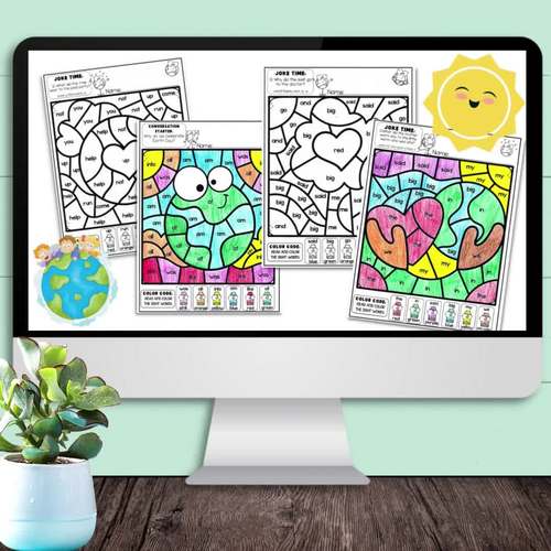 Earth Day Color by Sight Words Editable Morning Work Activities | TPT