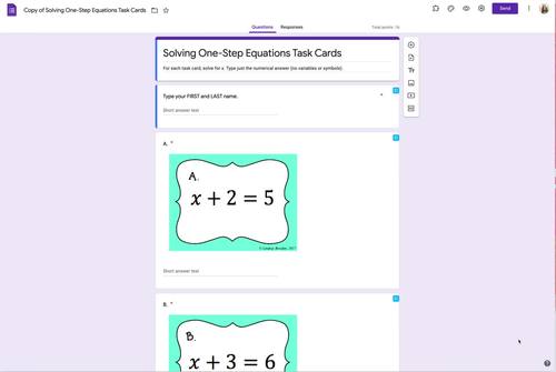 One-Step Equation Digital Task Cards by Lindsay Bowden - Secondary Math