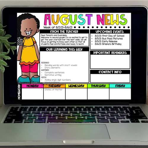 Weekly Newsletter Templates - Editable Printable and Digital Newsletters