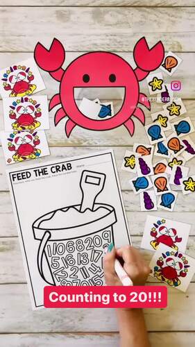 Feed the Crab - Hands On Counting Practice for 1 - 20 - Counting Math ...