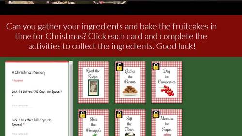 A Christmas Memory by Capote Digital Escape Room Lesson Activity