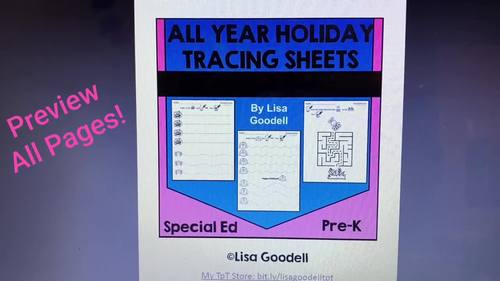 ALL YEAR HOLIDAY TRACING SHEETS Special Ed PreK Printable or Easel Activity