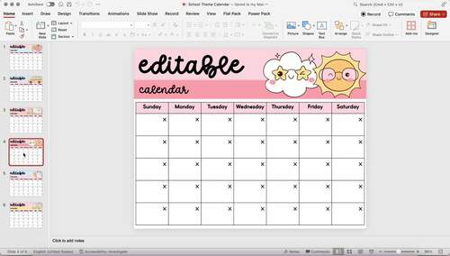 School Theme Newsletter and Calendar Template (Editable in PowerPoint)
