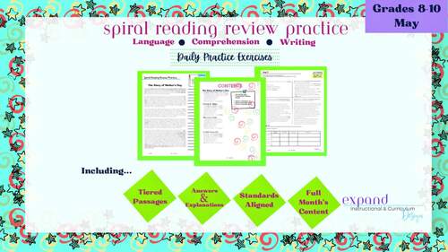 May Daily Spiral ELA Review Practice: Reading Write Grammar Middle ...