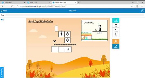 2 Digit by 1 Digit Multiplication Boom Cards Fall Theme by Language Forum