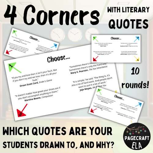 4 Corners Game | Icebreaker, Warm-Up or Brain Break | Literary and ...