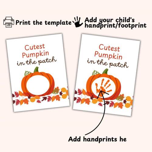 Handprint Pumpkin Craft Template | Autumn Activities | Fall Craft Activities