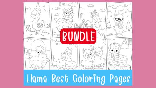 Llama Best Coloring Pages for Kids Bundle by LittleFelixShop | TPT