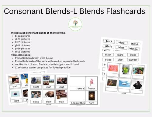 Consonant Blends Flashcards BUNDLE (Speech Therapy-L,S & R blends)