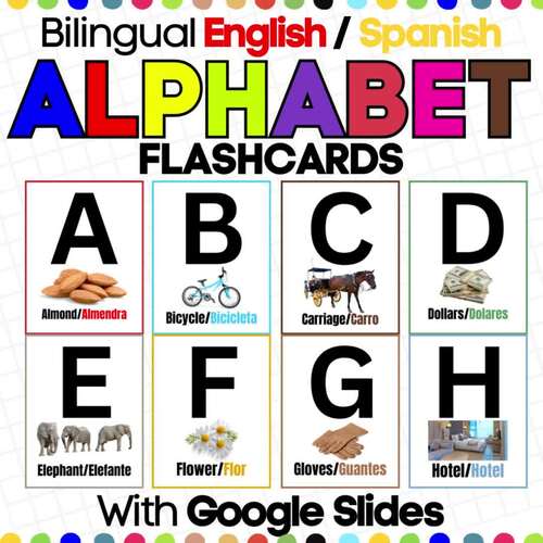 BILINGUAL English / Spanish Letters Flash Cards with Real Photos ...