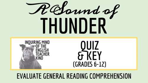 "A Sound of Thunder" by Ray Bradbury Quiz and Answer Key (Science ...