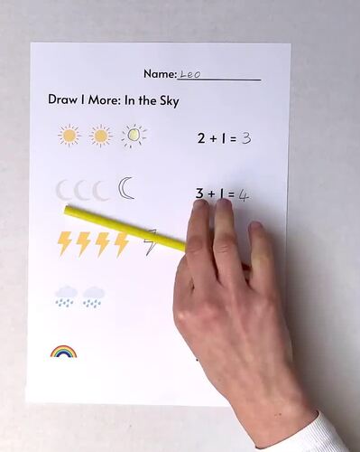 Draw One More in the Sky Math Special Education Number Sense Worksheets
