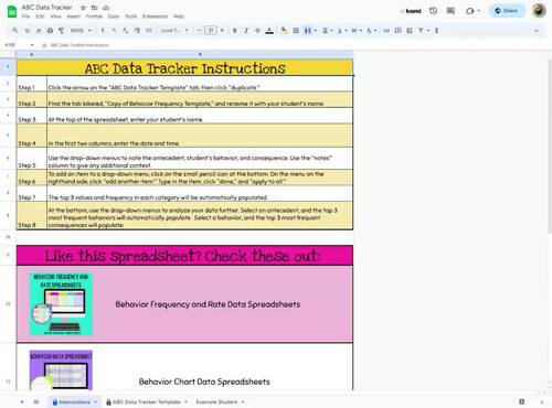 ABC Data Tracking Spreadsheet by Social Working On It | TPT
