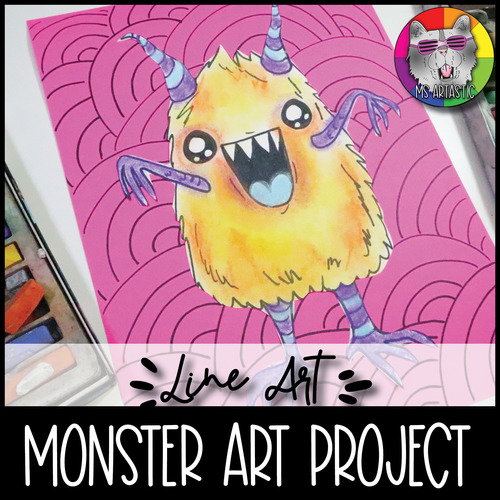 Element of Art Line Art Lesson, Monster Line Art Project Activity for ...