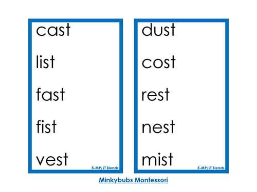 Soft Short Vowel Word Lists 230 Words 46 Lists Blue Language | TPT