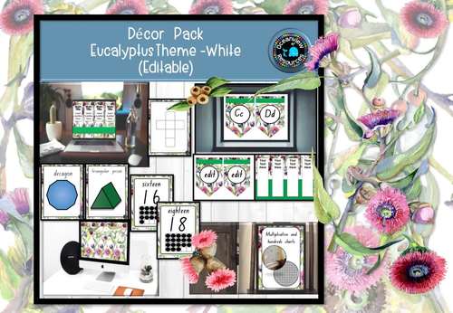 CLASSROOM DECOR I EUCALYPTUS WHITE I labels, signs, posters and charts