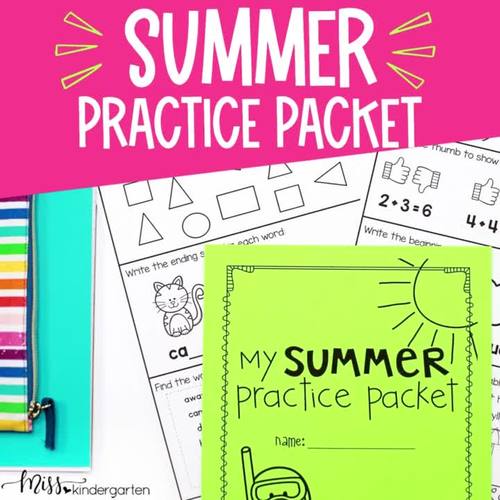 Kindergarten Review End of the Year Summer Packet Math and Reading Practice