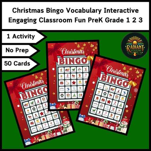 ESL Christmas Bingo Vocabulary Interactive Engaging Classroom PreK ...