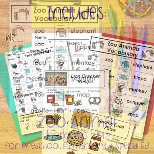 Zoo Animals Thematic Unit for Preschool, Elementary, and Special Education