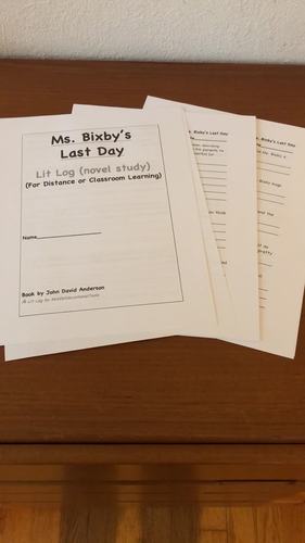 Ms. Bixby's Last Day Lit Log (novel study) (For Distance or Classroom ...