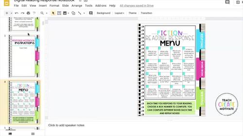 Reading Comprehension - Response Journals - Notebooks - Digital - Editable