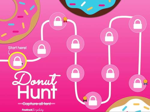 Google Slides PPT Game Template | Editable Self-Checking | DONUT HUNT