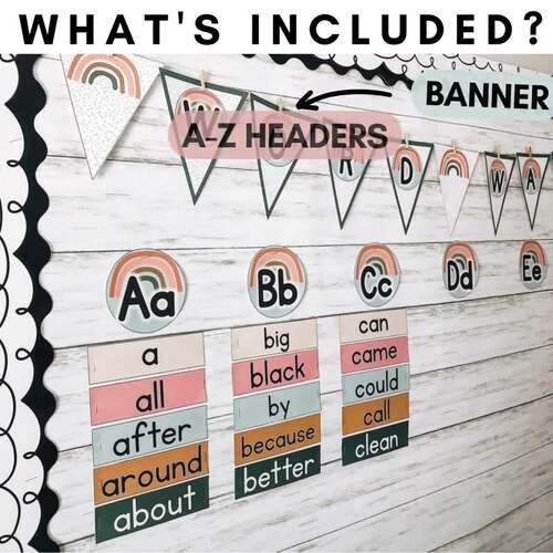 Boho Rainbow Word Wall Kit | Editable | TPT