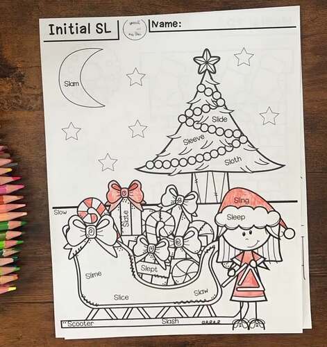 Articulation Coloring Sheets | Sounds and Consonant Blends | Christmas