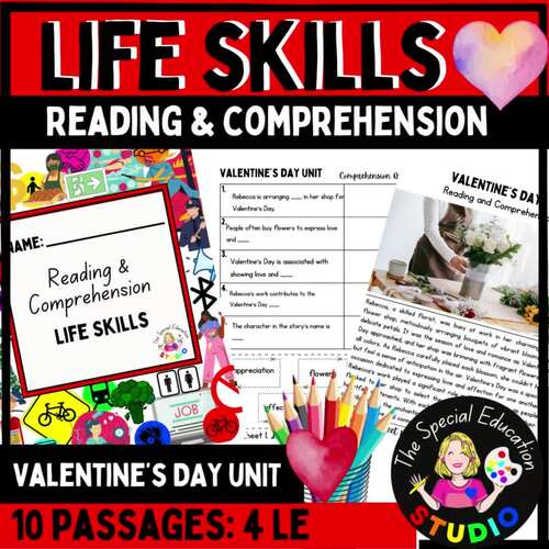 Valentines Day Reading Comprehension differentiated tasks Special Education