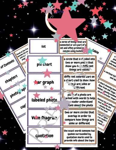 Nonfiction Text Features Flashcards by Crescent Crow Creations | TPT