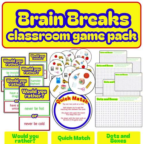 Brain Break Classroom Game Pack- No Prep by One Stop Special Ed Shop