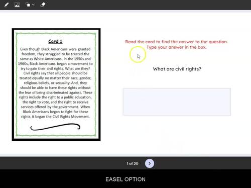 Black History Civil Rights Movement Scavenger Hunt with Easel Option