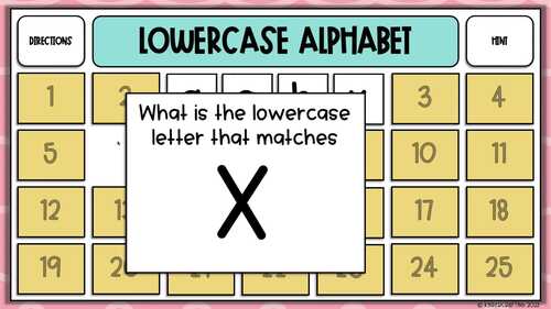 Lowercase Alphabet Game Show Review by KinderCrafting | TPT