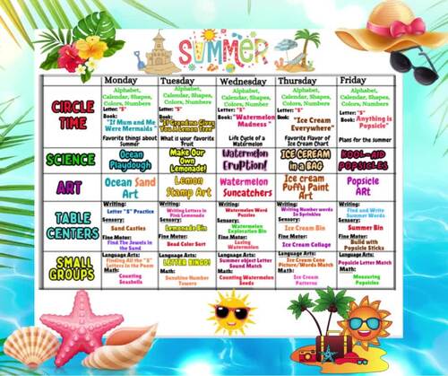 Summer Week! Full Week Preschool Lesson by Giggling Einsteins | TPT