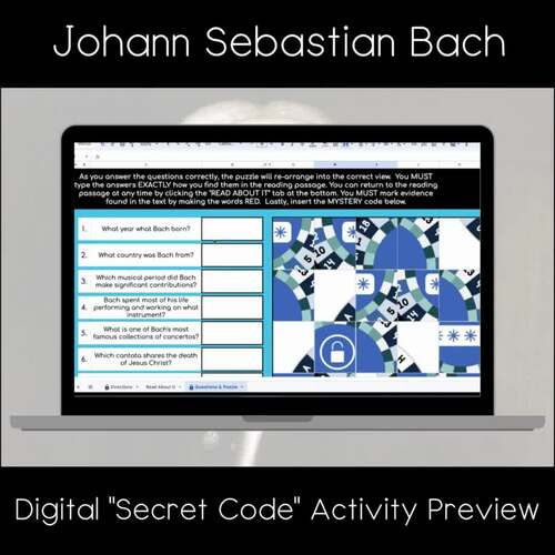Johann Sebastian Bach, Digital Resource "Secret Code" Activity, 5th-8th ...