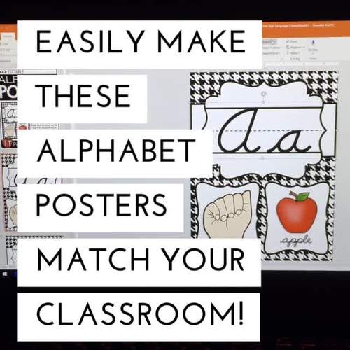 Alphabet Posters with ASL Hand Signs | Houndstooth Theme | Cursive ...