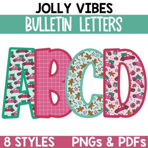 Colorful Christmas Bulletin Board Letters / Clipart / Retro Christmas ...