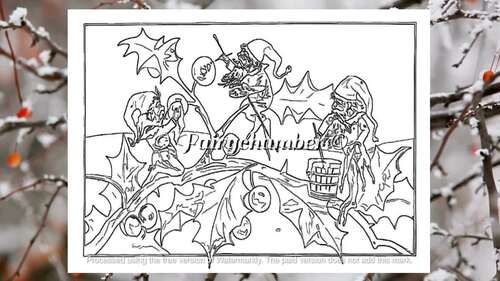 Elves Painting Berries Coloring Page Whimsical Holiday Fun for All Ages!