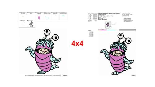Monsters Inc Boo Purple Monster Costume Fuzzy Hair Embroidery Designs ...