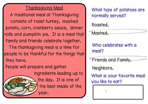 Thanksgiving Reading Comprehension - Boom Cards | TPT