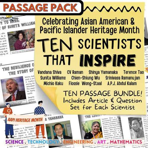 AAPI Heritage Month 10 Inspiring Scientists Passage Question Pack ...