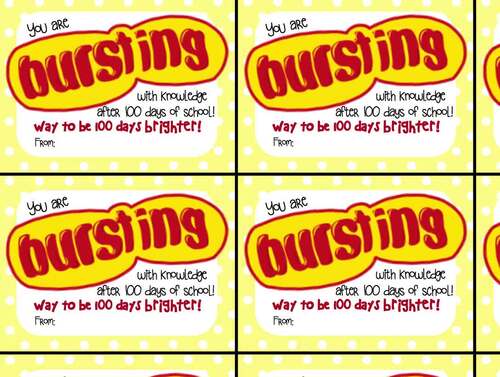 Starburst Candy 100th Day of School Gift Tag- You are Bursting with ...