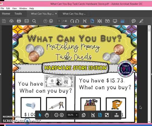 Money Matching Task Cards: Hardware Store Edition by Teach Love Autism