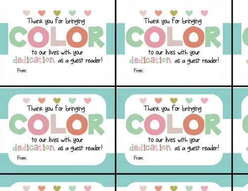 Colorful Guest Reader Appreciation Gift Tag | Candy or Pen Treat